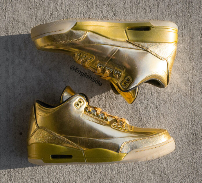 Usher Air Jordan 3 Gold Sample | SneakerFiles