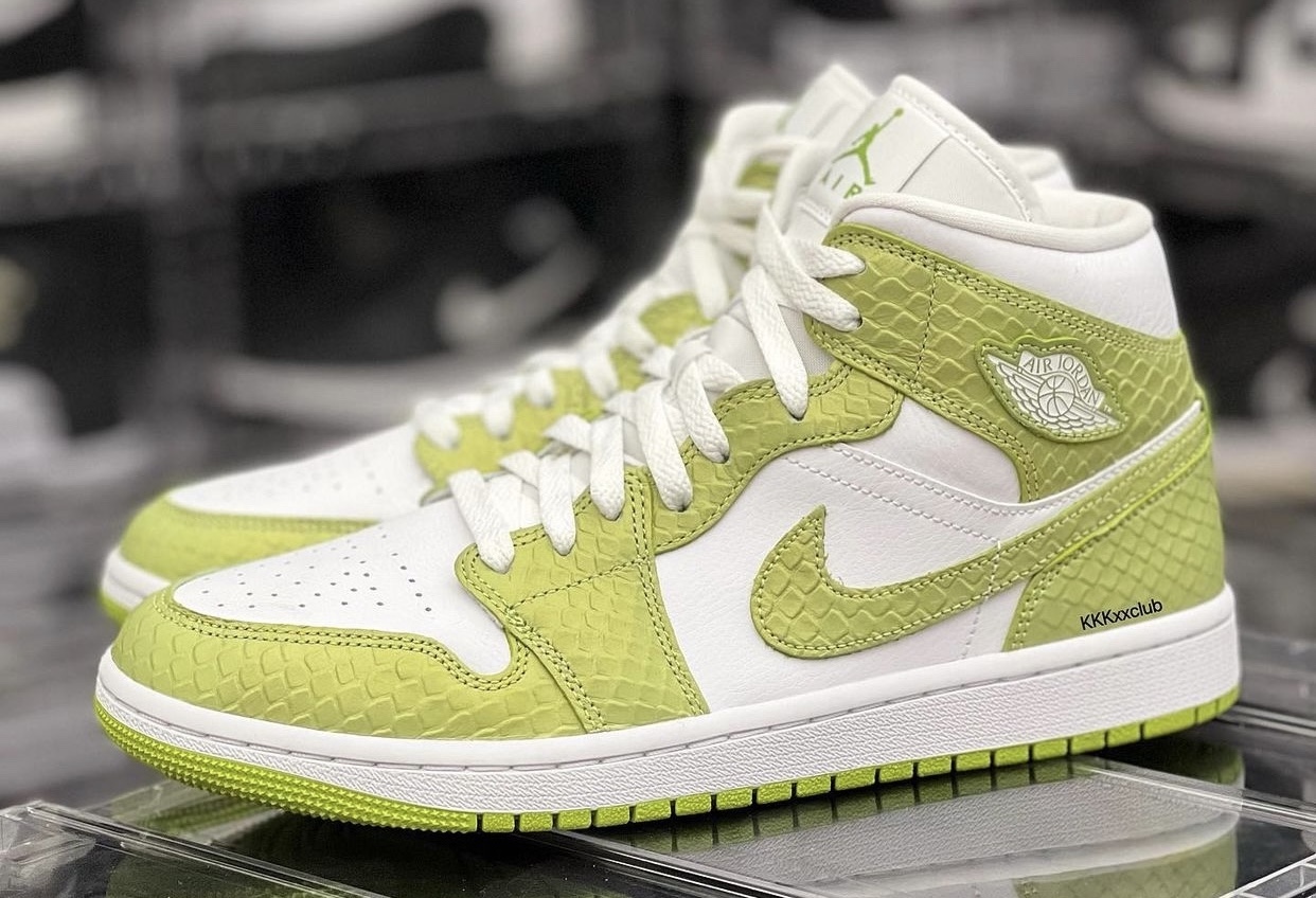 Air Jordan 1 Mid Green Python Snakeskin DV2959-113 Release Date Info | SneakerFiles